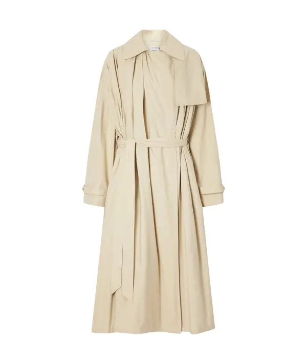 Calvin Klein Ruched Cotton-gabardine Trench Coat - Neutrals