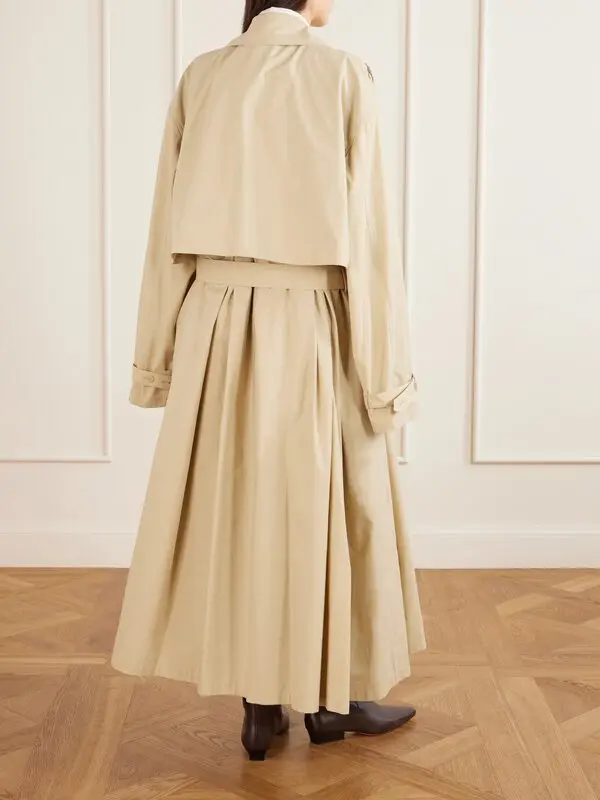 Calvin Klein Ruched Cotton-gabardine Trench Coat - Neutrals