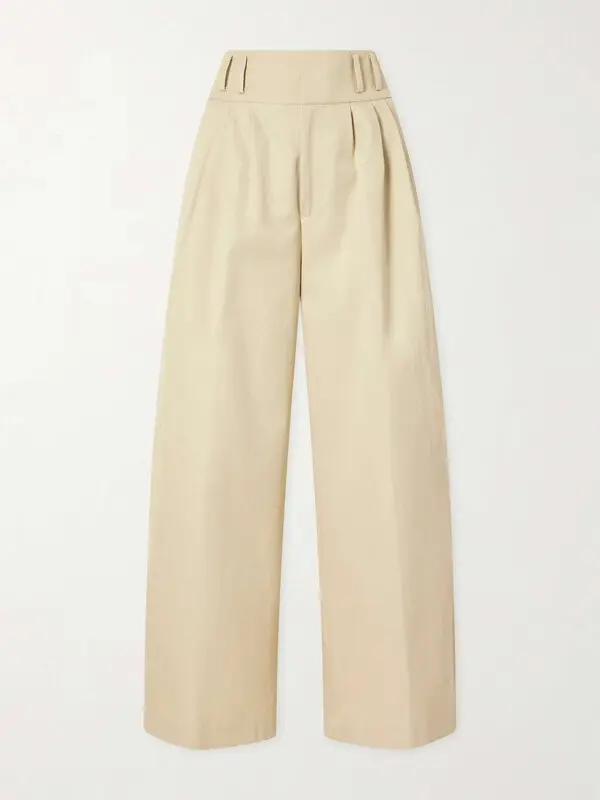Altuzarra Wilson Pleated Wide-leg Cotton Pants - Beige
