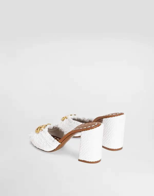 Dolce & Gabbana Raffia Heeled Mules