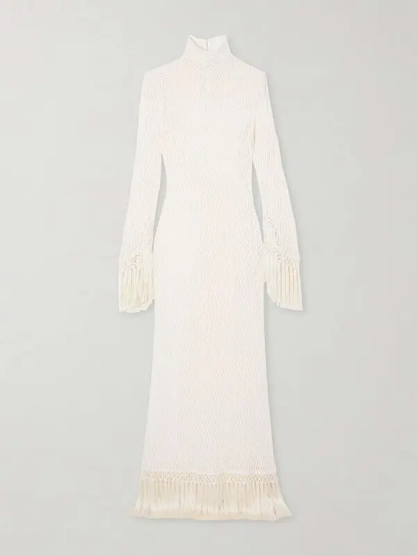 TALLER MARMO New Mexico Fringed Open-knit Cotton Gown - Ivory