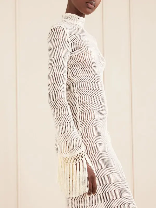 TALLER MARMO Open-knit Fringed Cotton Gown