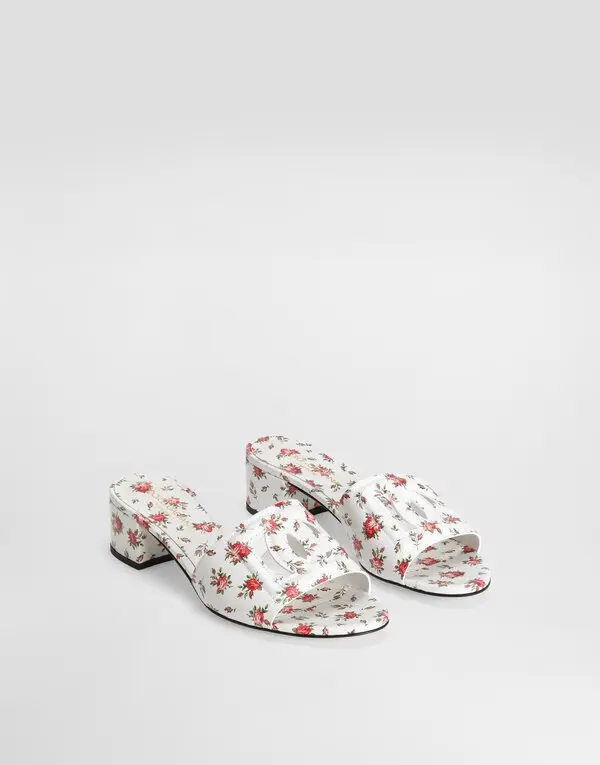 Dolce & Gabbana Floral Print Calfskin Mules