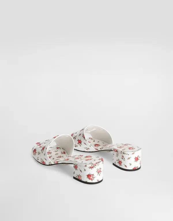 Dolce & Gabbana Floral Print Calfskin Mules