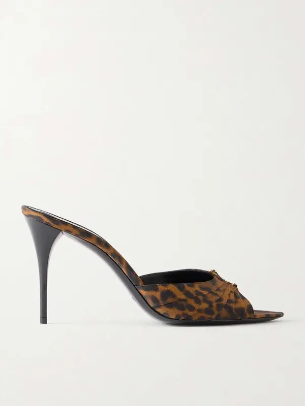 Saint Laurent Babylone Embellished Animal-print Mules - Leopard Print