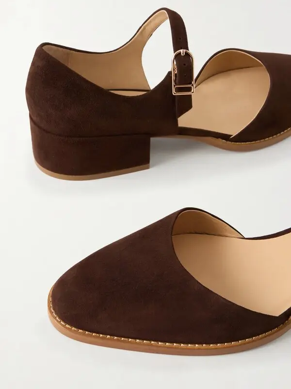 Gabriela Hearst Riley Suede Mary Jane Flats - Brown