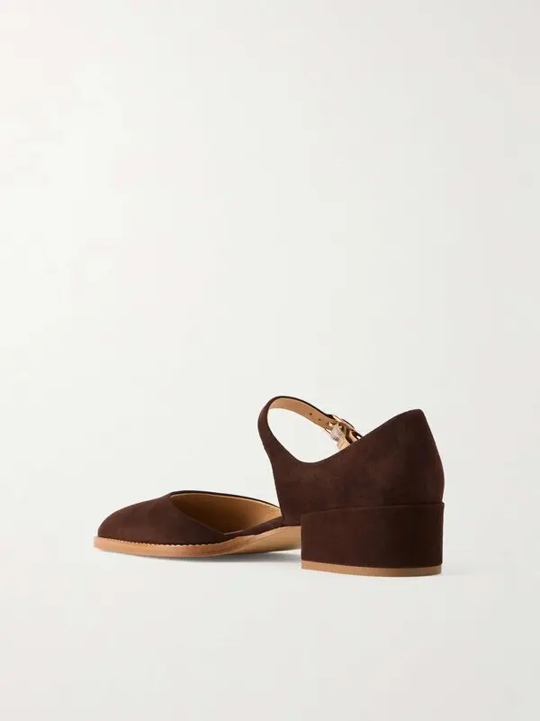 Gabriela Hearst Riley Suede Mary Jane Flats - Chocolate