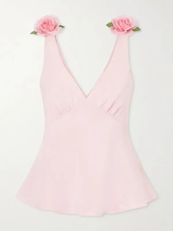 RODARTE Embellished Silk-crepe Top