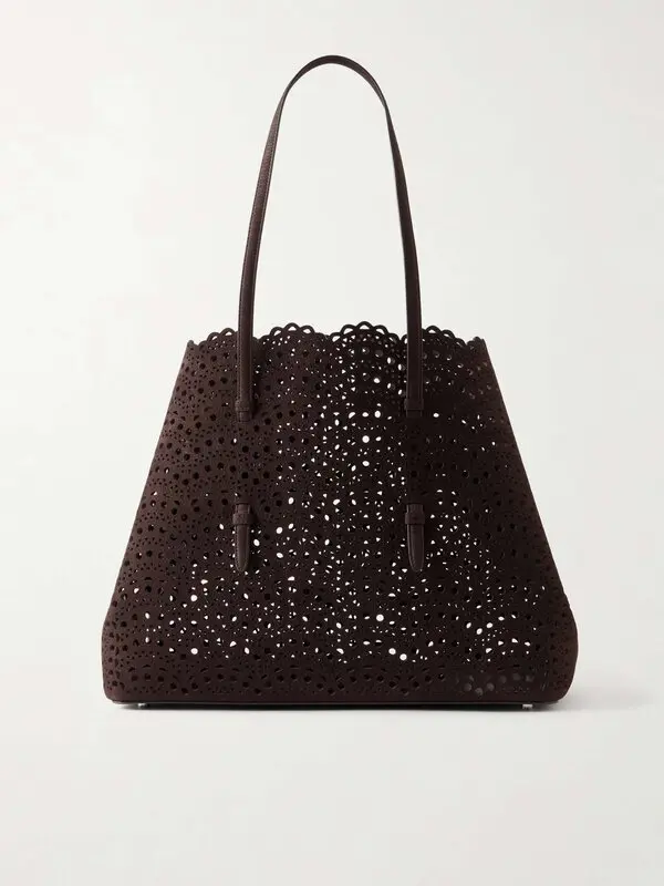 Alaïa Mina 37 Laser-cut Leather Tote - Chocolate