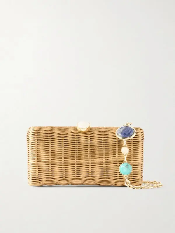 Judith Leiber Poppy Basket Rattan Clutch - Neutrals