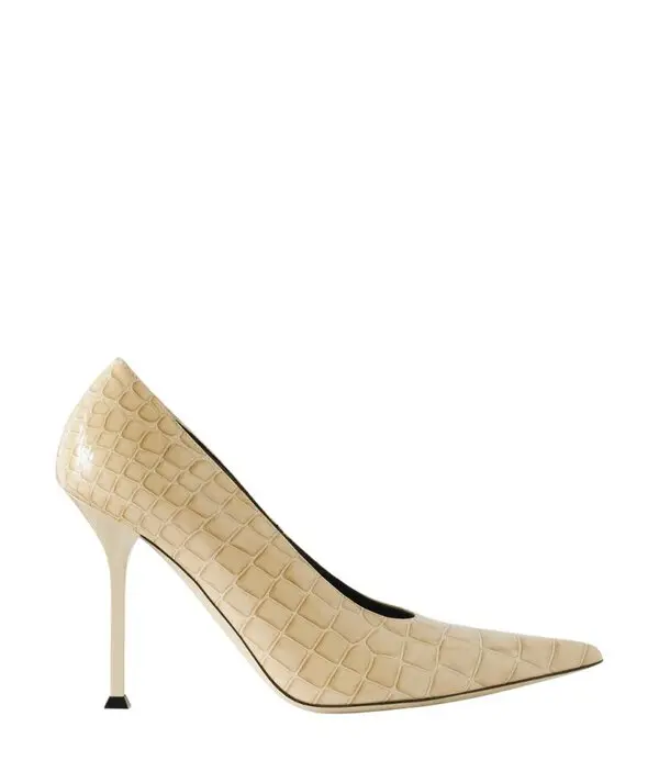 CHRISTEN Helix 95 Croc-effect Leather Stiletto Pumps - Neutrals
