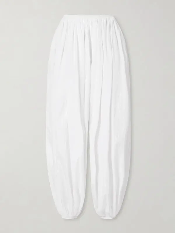 Alaïa Striped Cotton-poplin Tapered Pants - White
