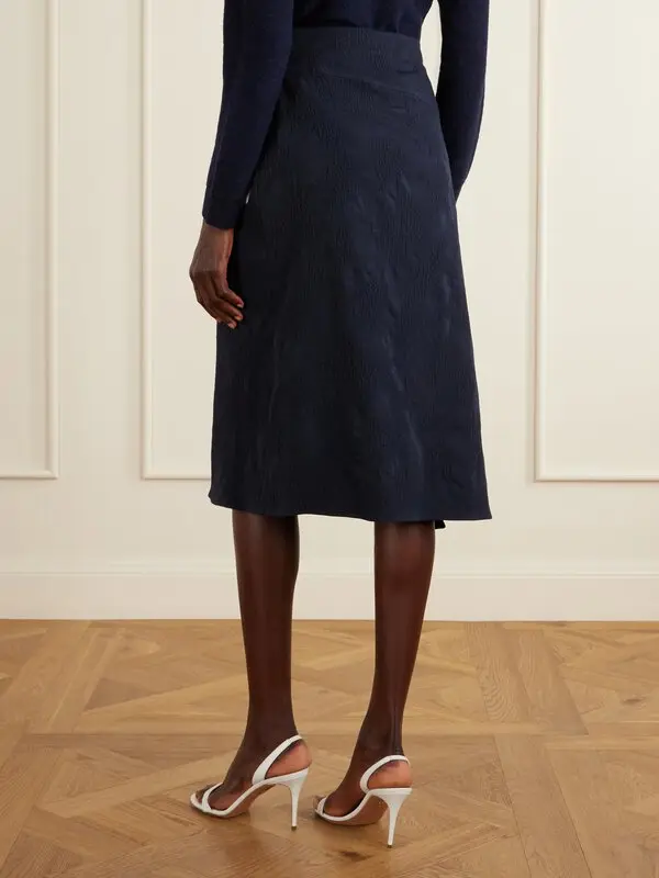 Erdem Asymmetric Floral-jacquard Cotton-blend Midi Skirt