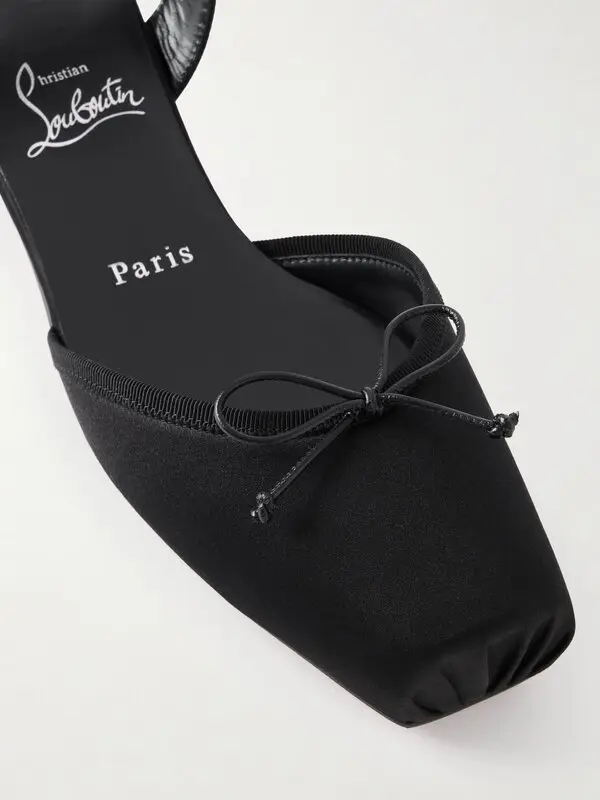 CHRISTIAN LOUBOUTIN Cassia Bow-detailed Satin Flats - Black