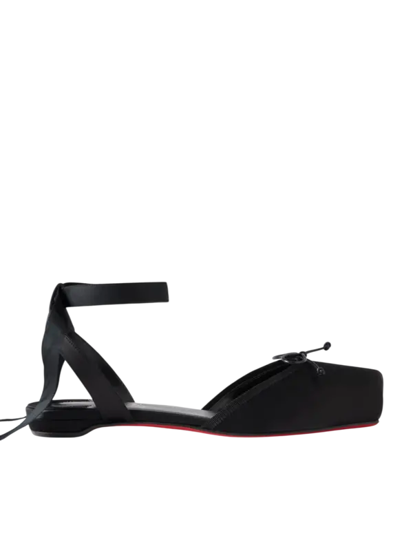 CHRISTIAN LOUBOUTIN Cassia Bow-detailed Satin Flats - Black