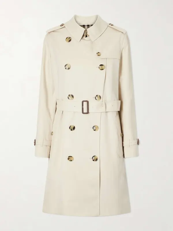 Burberry Kensington Double-breasted Belted Cotton-gabardine Trench Coat - Beige