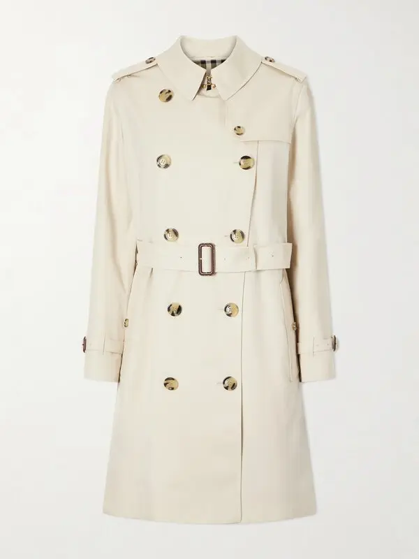Burberry Kensington Double-breasted Belted Cotton-gabardine Trench Coat - Neutrals