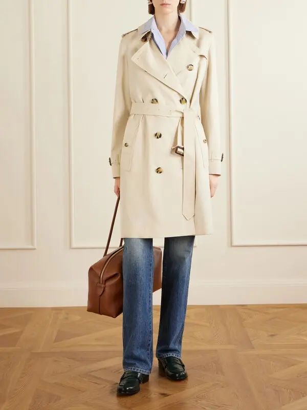 Burberry Kensington Double-breasted Belted Cotton Gabardine Trench Coat - Neutrals