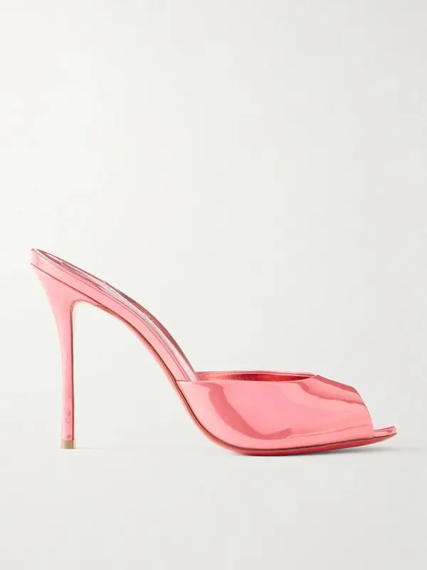 CHRISTIAN LOUBOUTIN Me Dolly 100 Mirrored-leather Mules - Pink