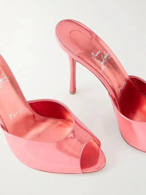 CHRISTIAN LOUBOUTIN Me Dolly 100 Mirrored-leather Mules - Pink