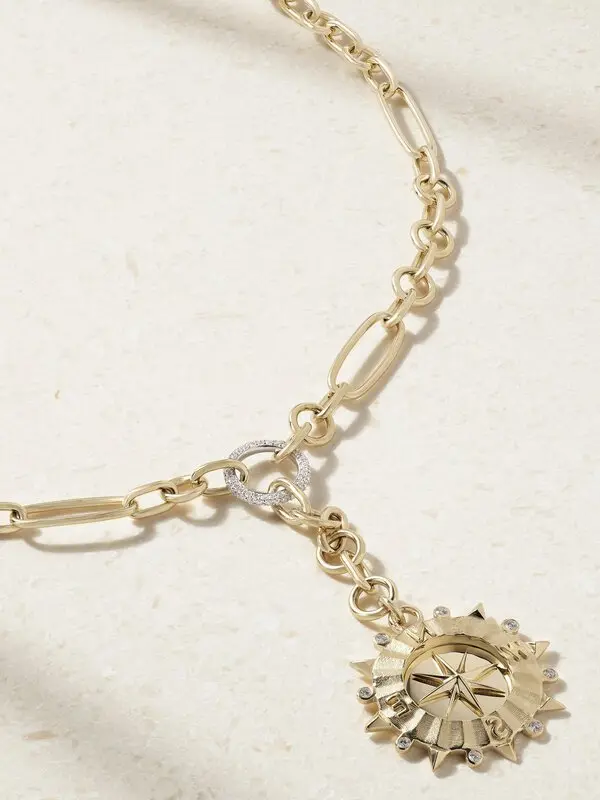 FOUNDRAE Internal Compass + Small Mixed Clip 18-karat White And Yellow Diamond Necklace - Gold