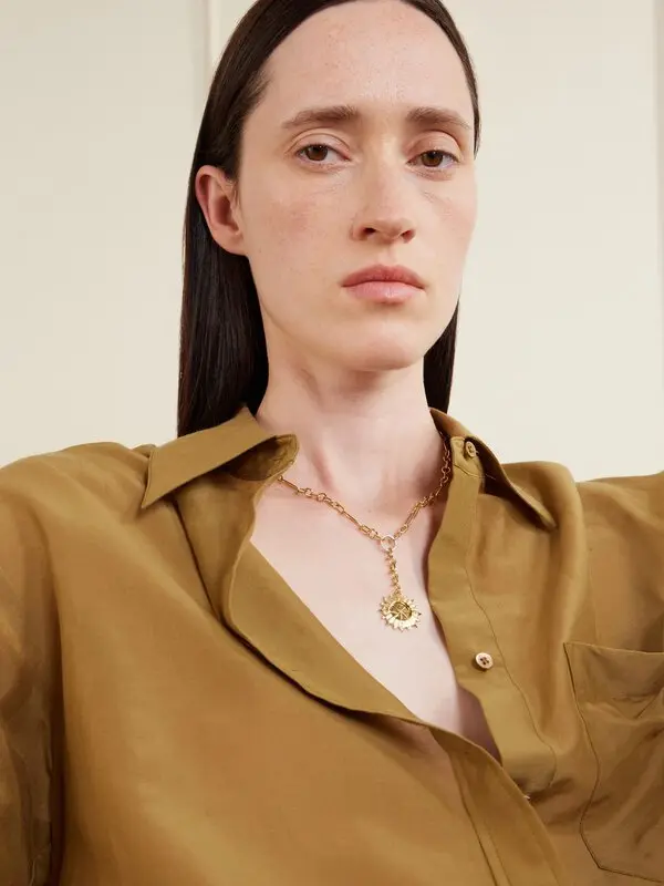 FOUNDRAE 18 Karat Yellow And White Diamond "internal Compass" Necklace