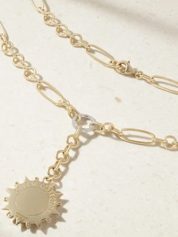 FOUNDRAE 18 Karat Yellow And White Diamond "internal Compass" Necklace