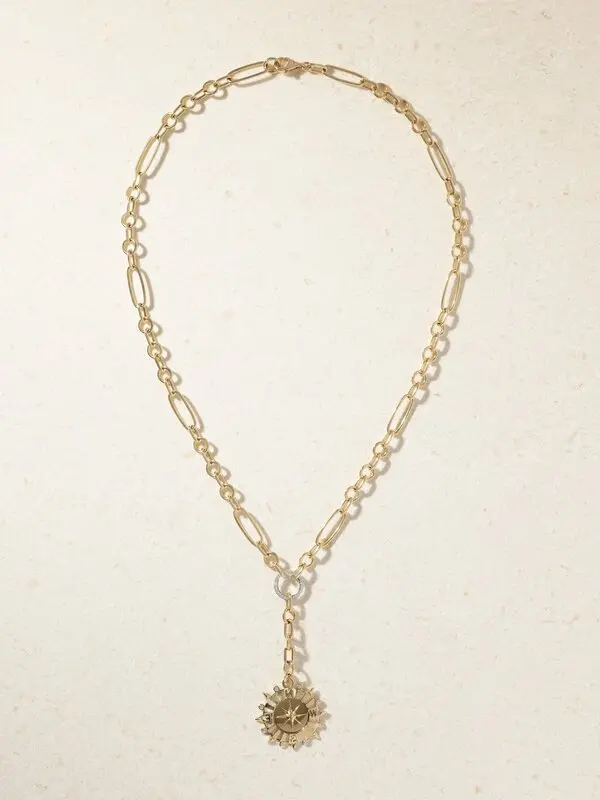 FOUNDRAE 18 Karat Yellow And White Diamond "internal Compass" Necklace