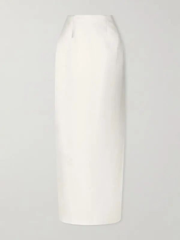 DANIELLE FRANKEL Tristan Silk And Wool-blend Satin Maxi Skirt - Neutrals