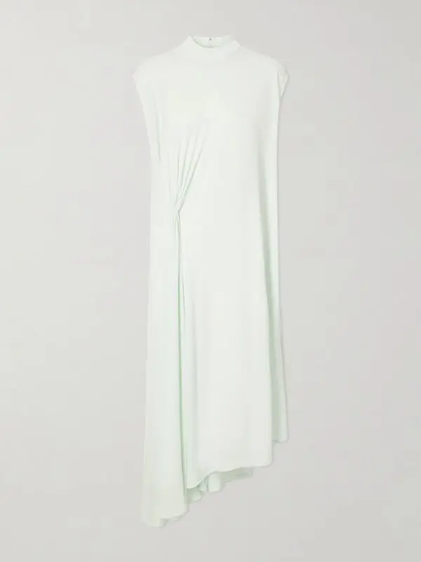 Bottega Veneta Gathered Cady Halterneck Midi Dress - Green