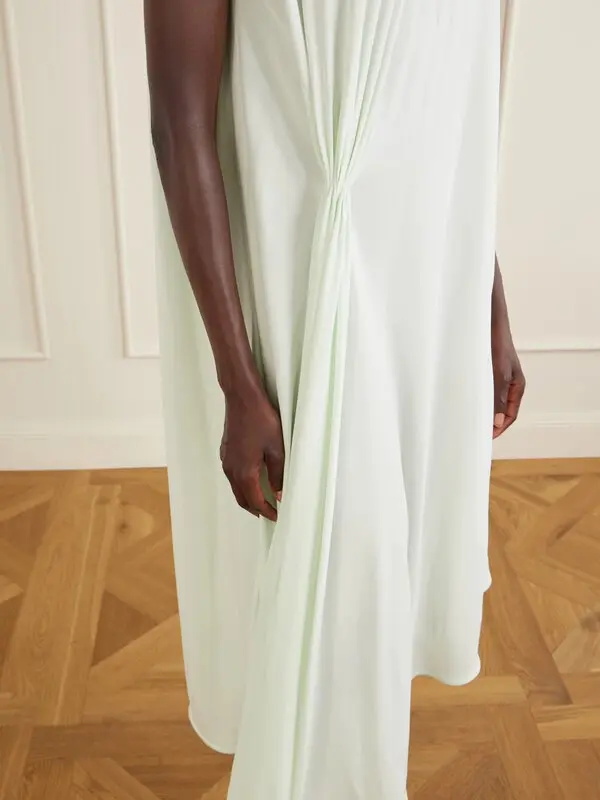 Bottega Veneta Gathered Cady Halterneck Midi Dress