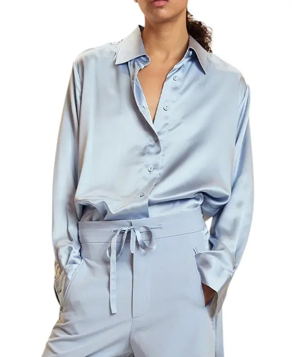 Cynthia Rowley Printed Silk Shirt - Blue