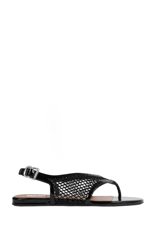 Alaïa Fishnet Flat Sandals - Black