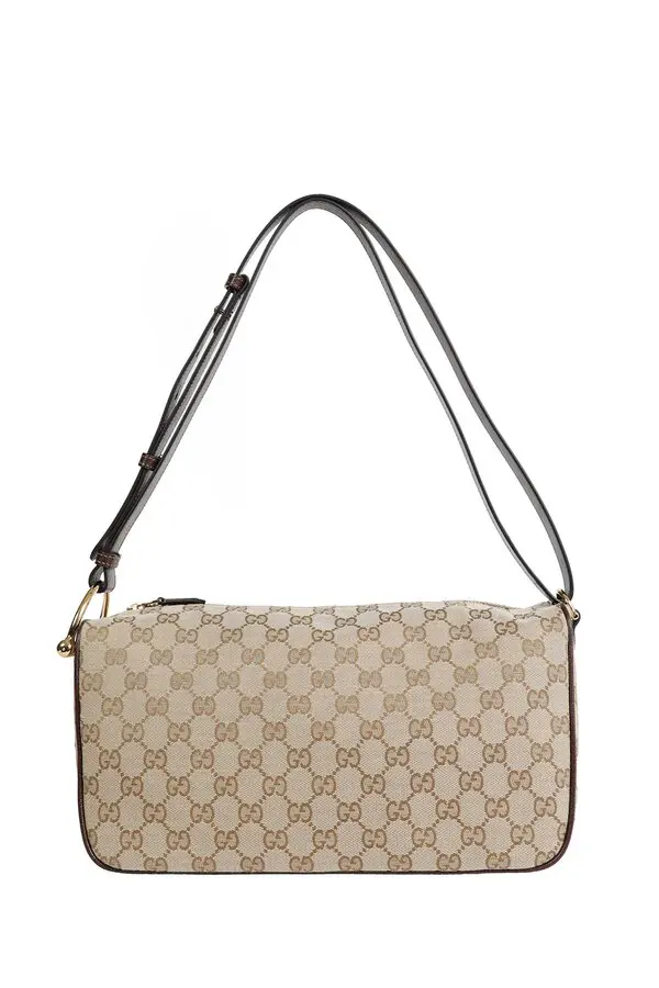 Gucci Half Horsebit Medium Shoulder Bag - Beige