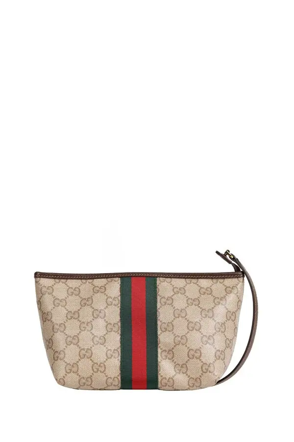 Gucci Small Pouch With Strap And Web - Beige