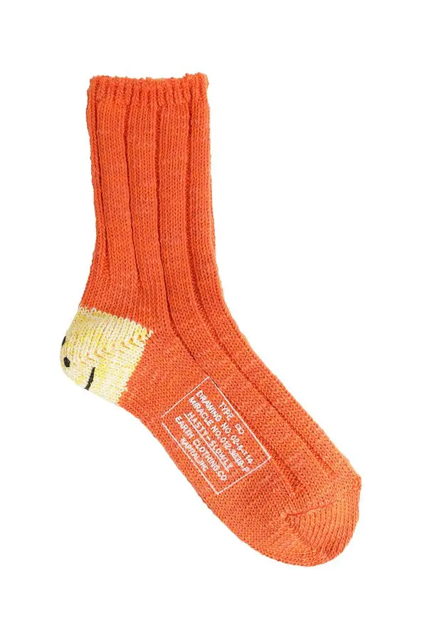 Kapital Rainbowy Happy Heel Socks - Orange
