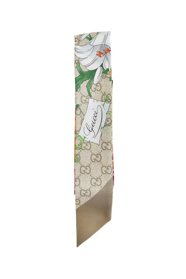 Gucci Printed Silk Ribbon - Beige