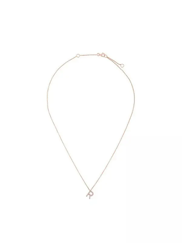 ALINKA 18kt Rose Gold Diamond 'r' Initial Pendant Necklace - Metallic