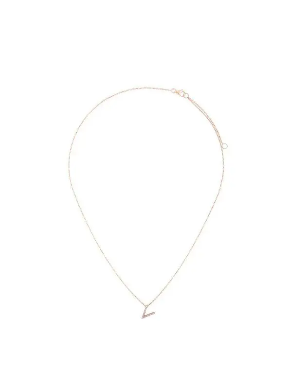 ALINKA 18kt Rose Gold Diamond 'v' Initial Pendant Necklace - Metallic