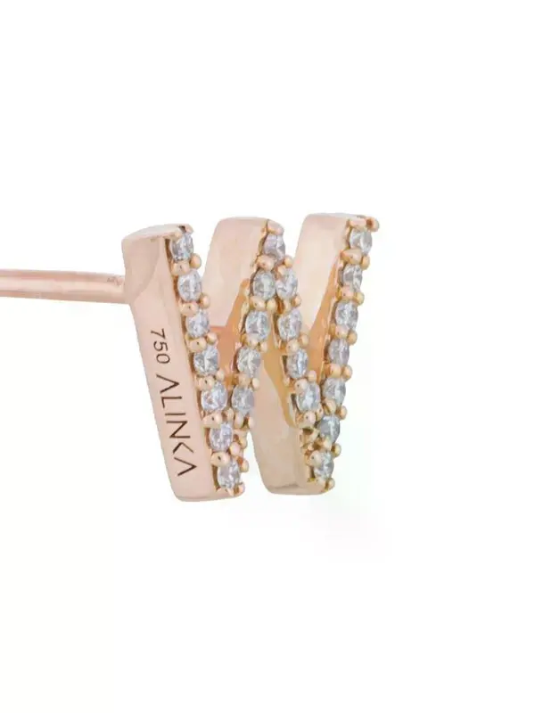 ALINKA 18kt Rose Gold Diamond Initial 'w' Stud Earring