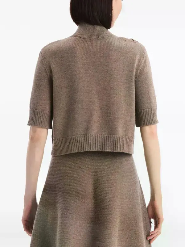 Oscar De La Renta Hibiscus Embroidered Knit Pullover