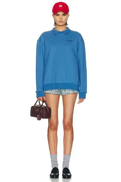 Miu Miu Sweatshirt Top With Contrast Stitching