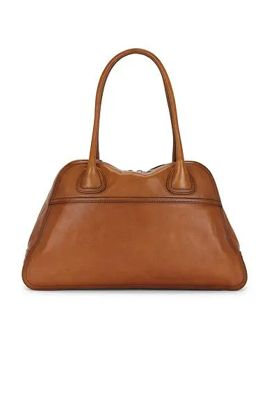 Miu Miu Vitello Antic Leather Top Handle Bag With Shoulder Strap - Cognac