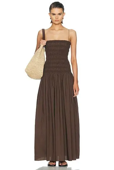Matteau Shirred Drop Waist Dress - Chocolate