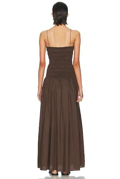 Matteau Shirred Drop Waist Dress - Chocolate