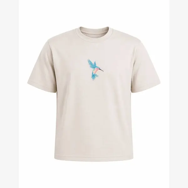 NOOLTRENDS Neutrals Hummingbird Embroidered T-shirt Gender Neutral - Beige
