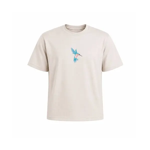 NOOLTRENDS Neutrals Hummingbird Embroidered T-shirt Gender Neutral - Beige