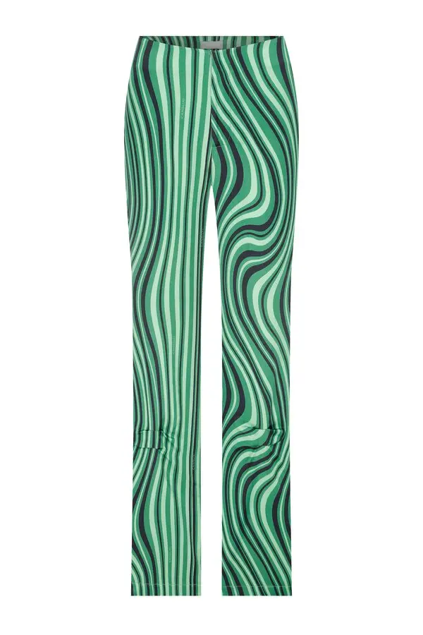 CANSU XI Hestia Trousers Dionysus Printed Vegan Silk - Green