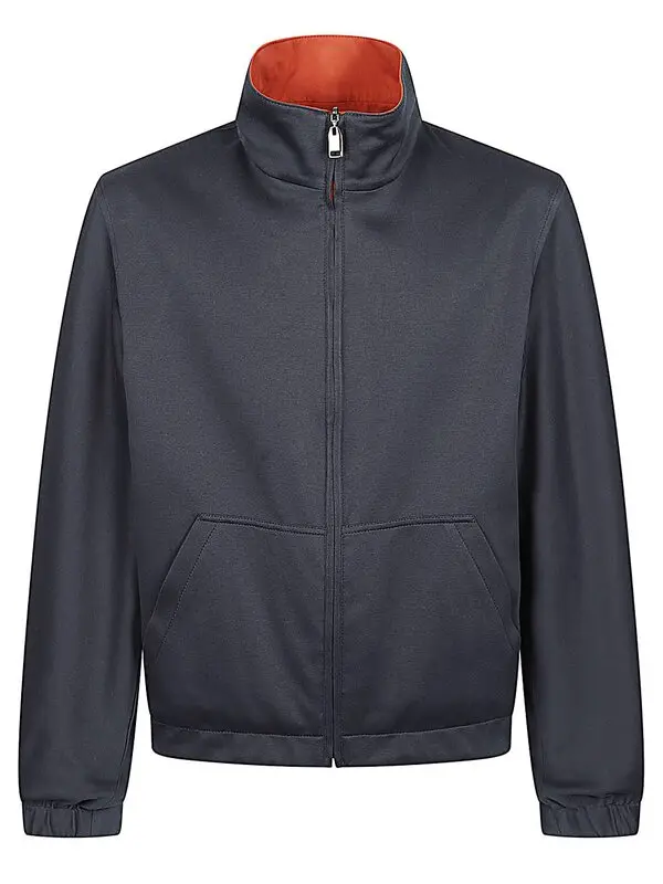 Brioni Silk Blouson Jacket - Orange