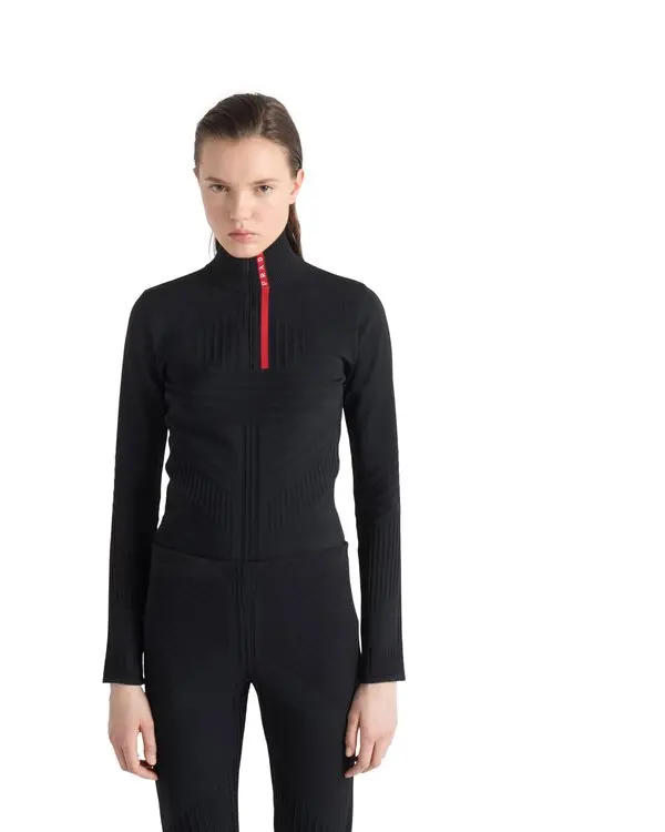 Prada Re-nylon Turtleneck Sweater With Zipper Detail